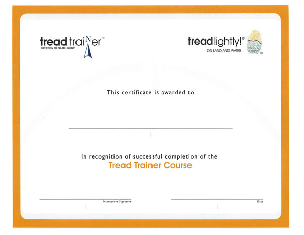 Tread Trainer Course Certificate of Completion - 25 pk – Tread Lightly!